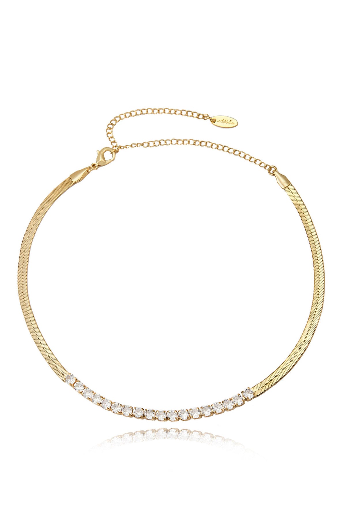 Crystal Line Up Snake Chain Necklace – Flying Tomato